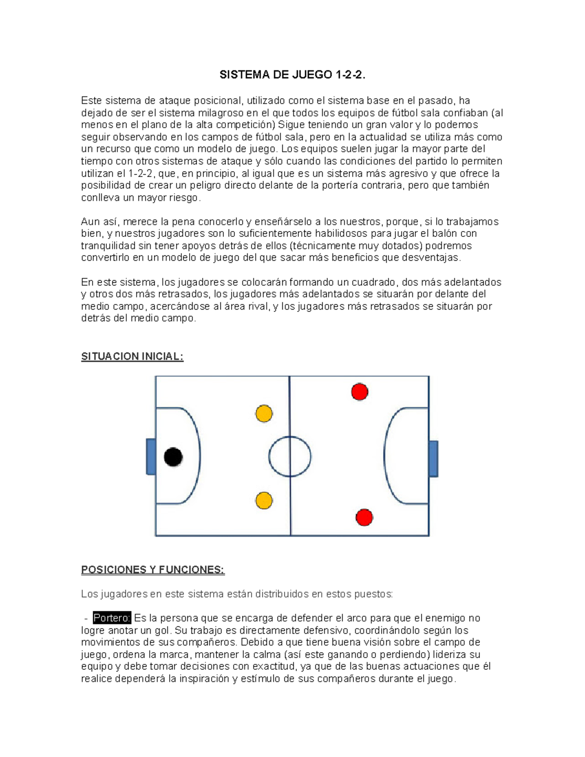 Sistema 1 2 2 Ofensivo SISTEMA DE JUEGO 1 2 2 Este Sistema De Ataque