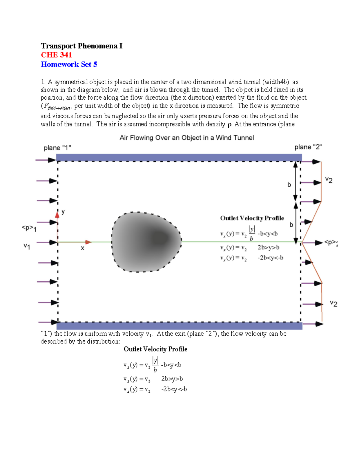 Homework 5 Solutions Fall 2010 - Transport Phenomena I CHE 341 Homework Set 5 A symmetrical ...