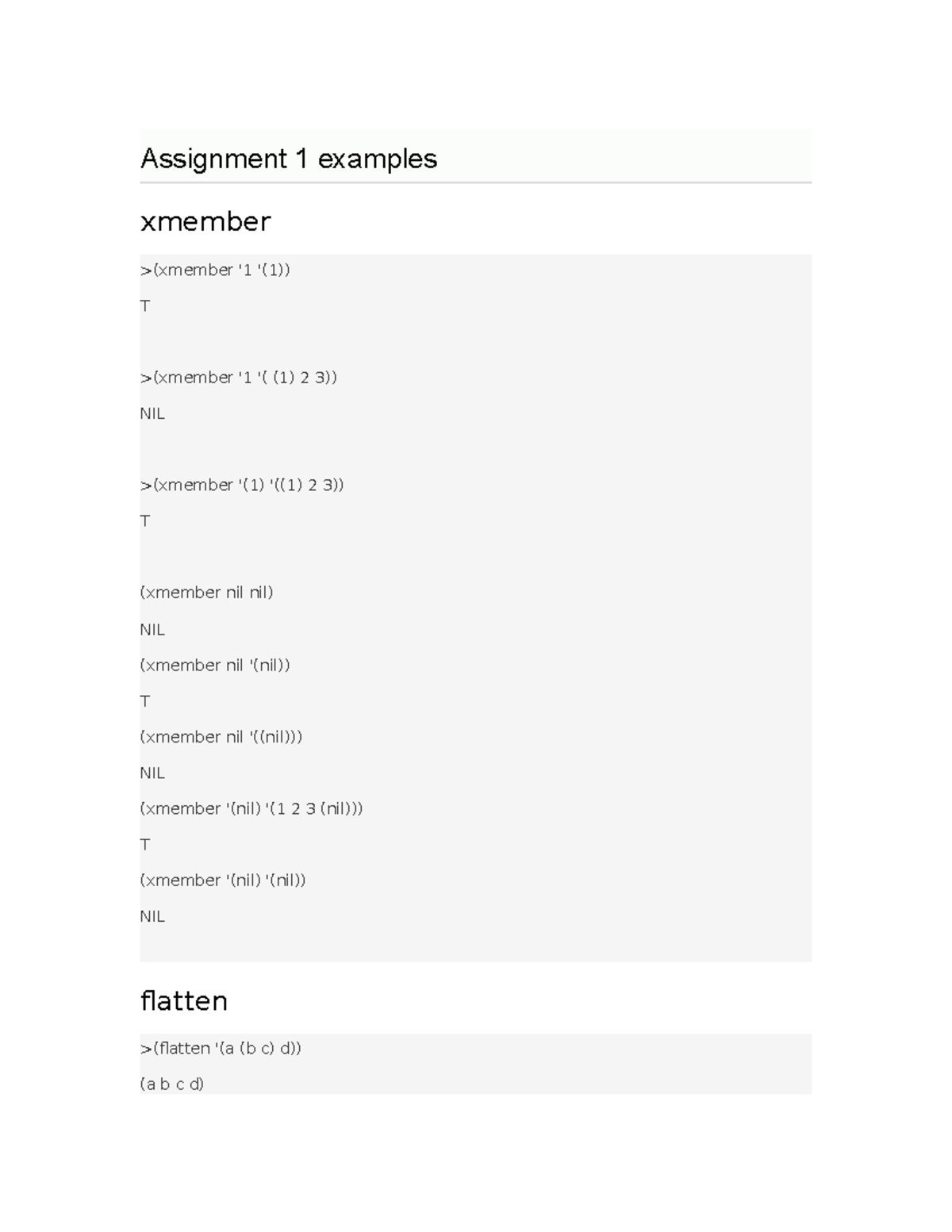 Assignment 1 examples - Lecture notes 1 - Assignment 1 examples xmember ...