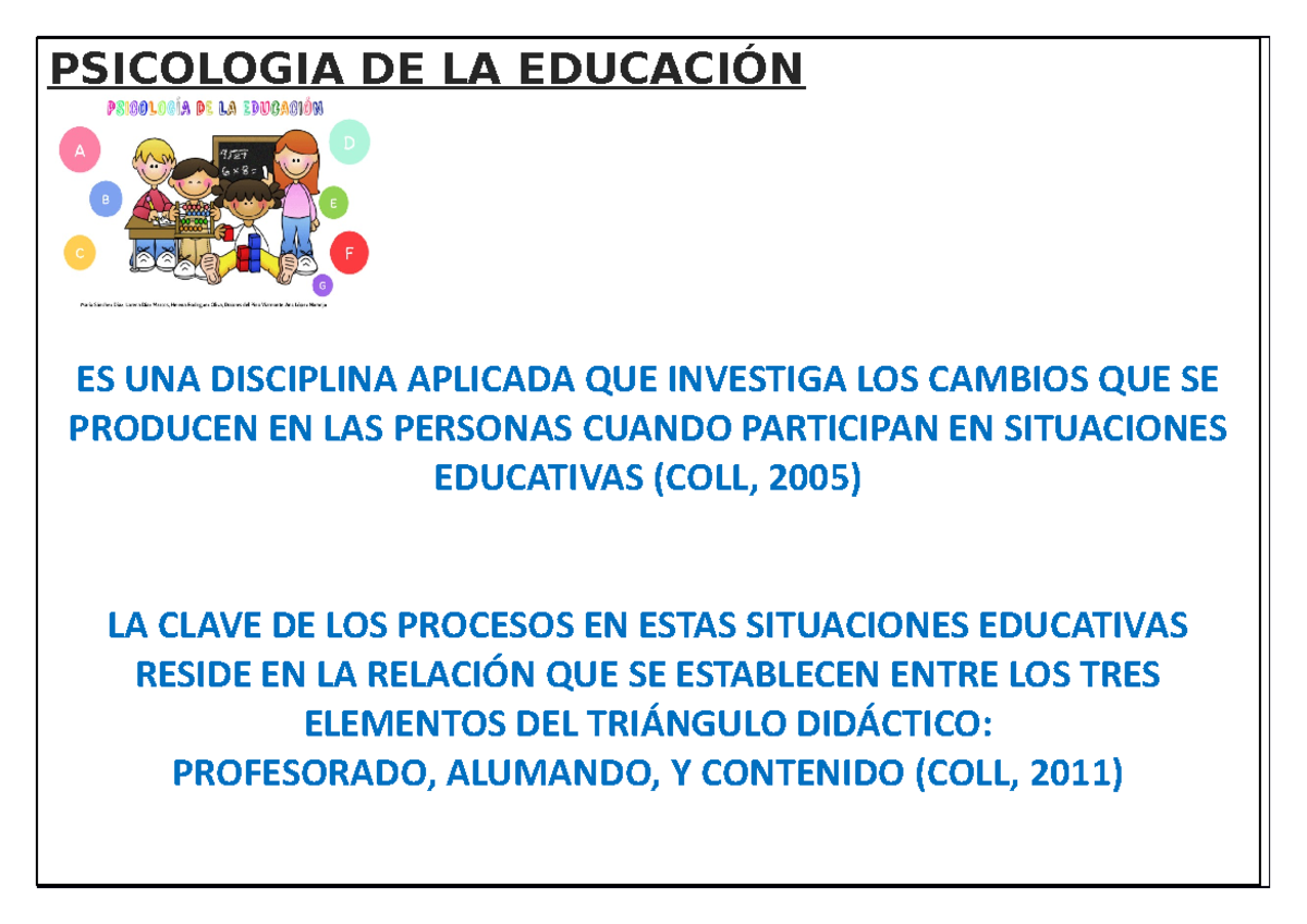 Psicología DE LA Educación - PSICOLOGIA DE LA EDUCACIÓN ES UNA ...