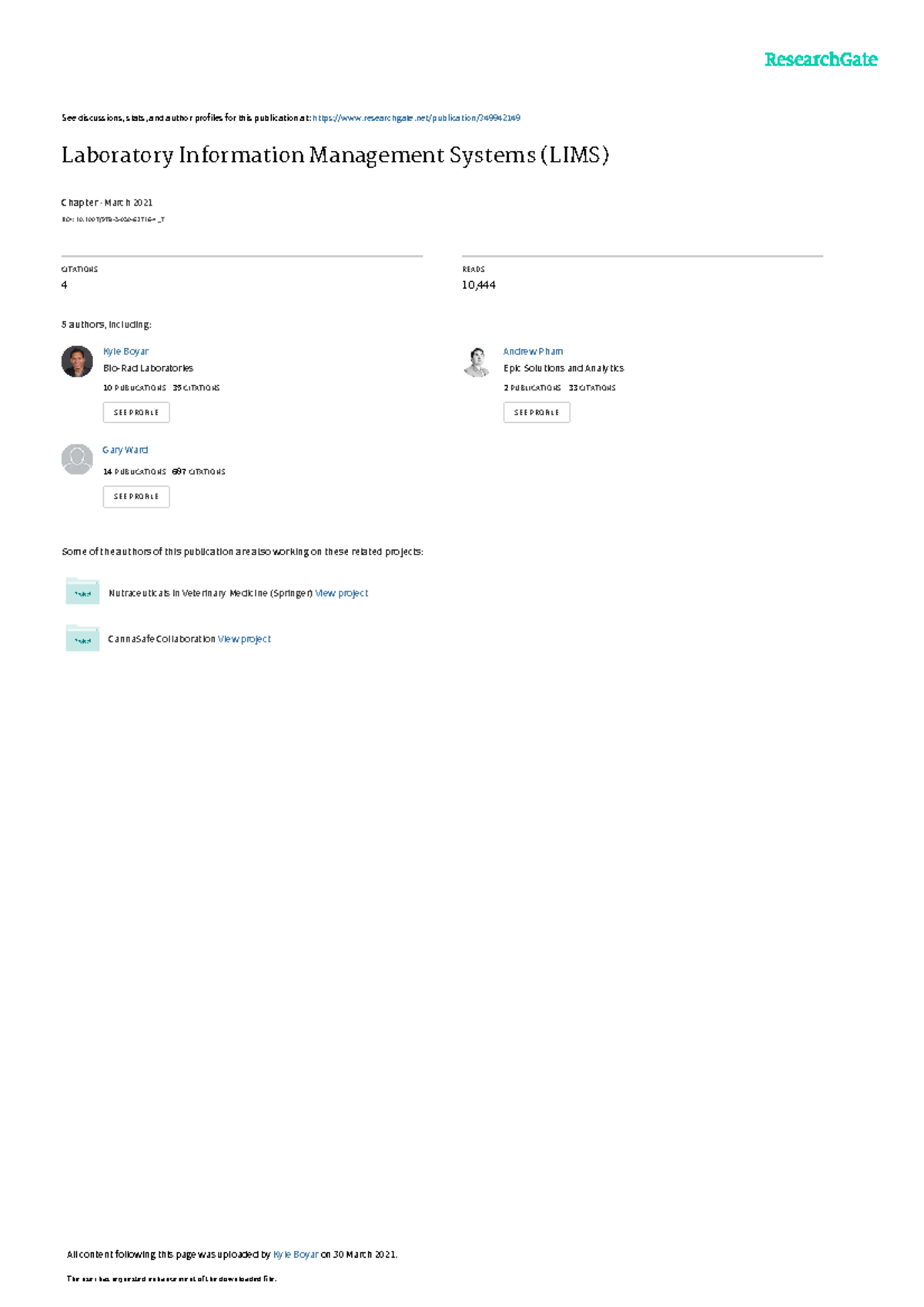 LIMs Laboratory Information Management - See discussions, stats, and ...