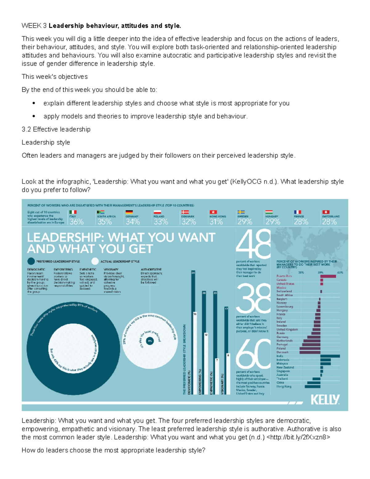 WEEK 3 Leadership behaviour - WEEK 3 Leadership behaviour, attitudes ...