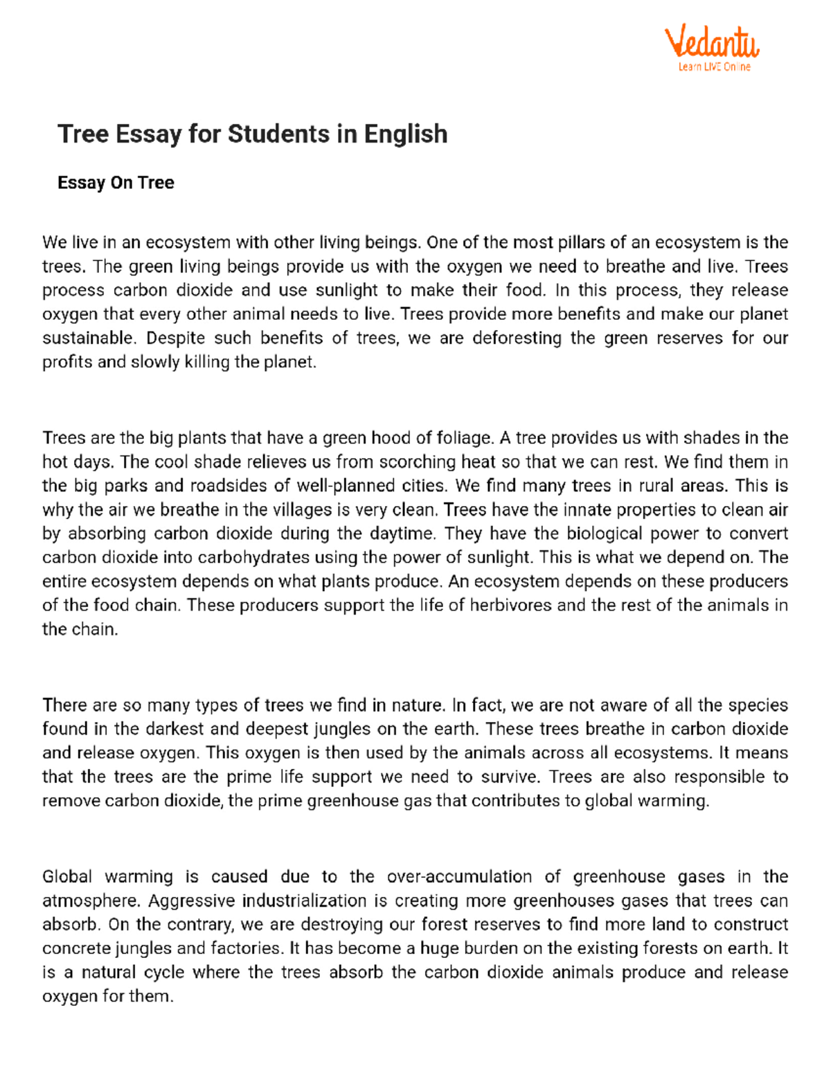 Tree Essay for Students in English - Molecular Biology And Genetic ...