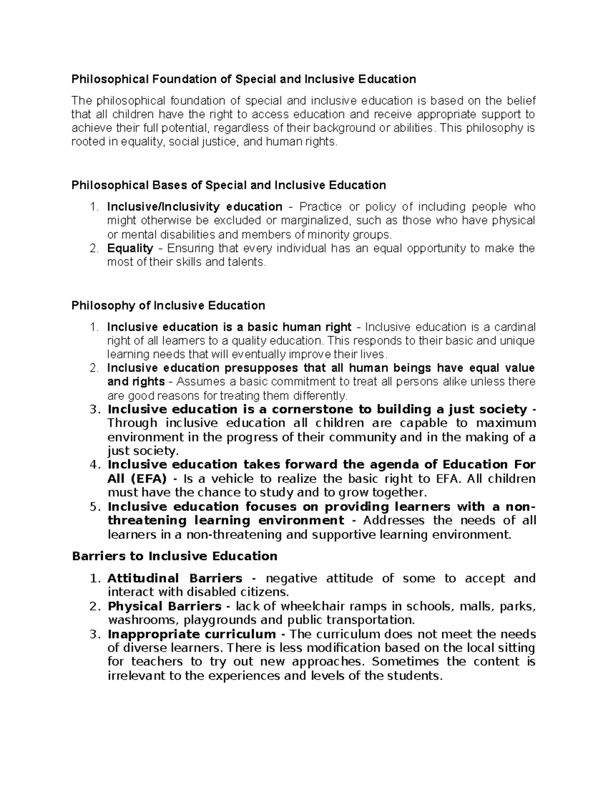 Philosophical Foundation of Special and Inclusive Education 1 - This ...