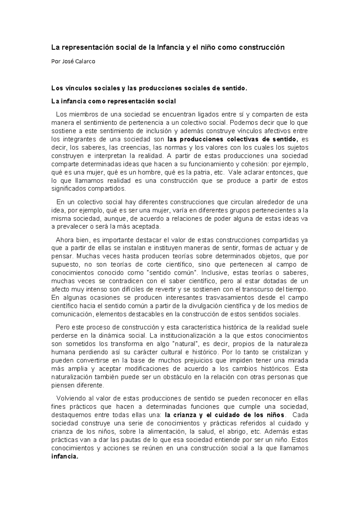 Calarco-La representación social de la Infancia y el niño como ...