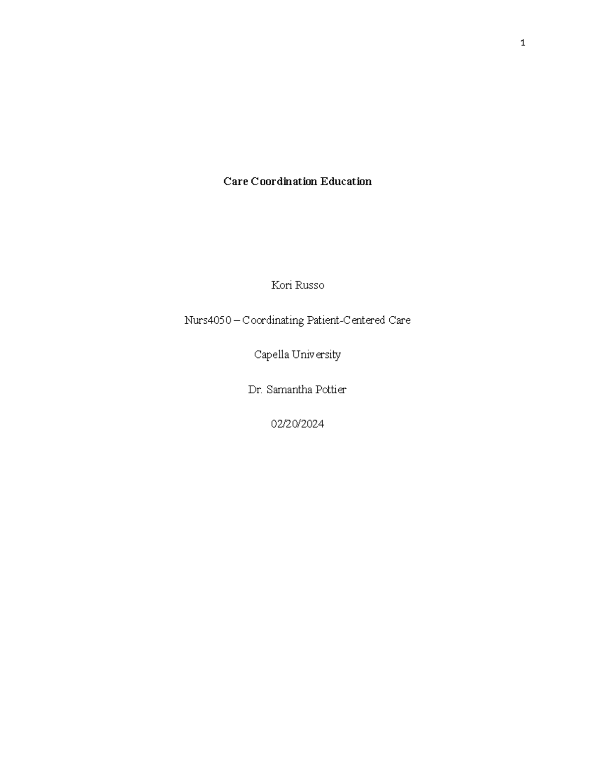 Care Coordination Video Script - Care Coordination Education Kori Russo ...