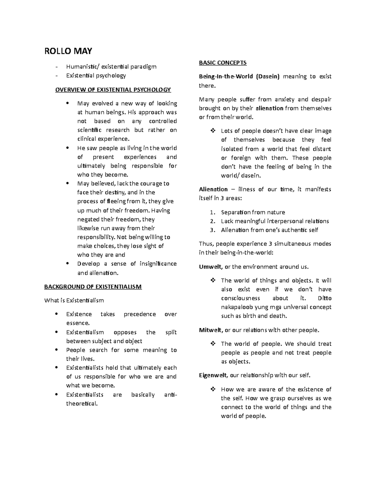 Rollo MAY Existential Psychology - ROLLO MAY Humanistic/ existential ...