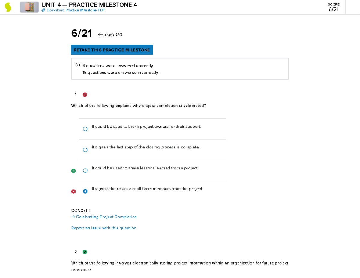 Sophia project management Practice Milestone 4-7 - 1 CONCEPT Celebrating Project Completion 2 6/ ...