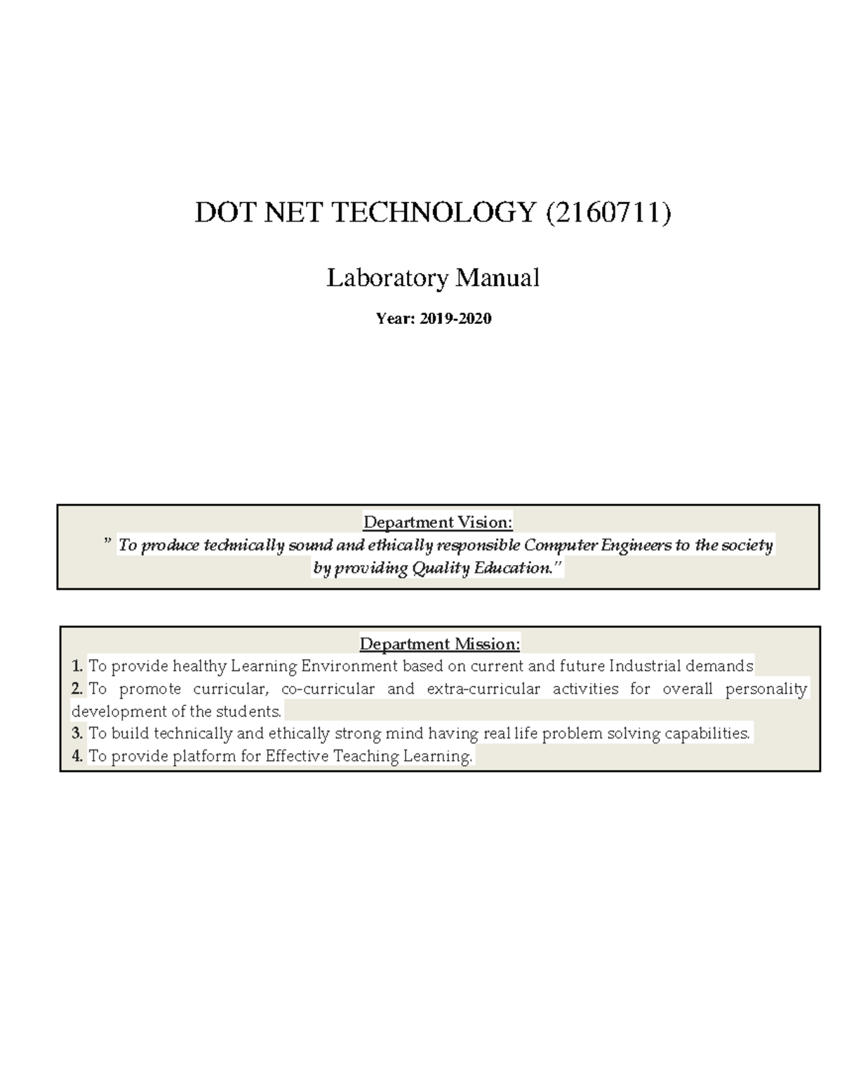 DOT NET Technology (2160711) lab-manua L - Dotnet Technology - GTU ...