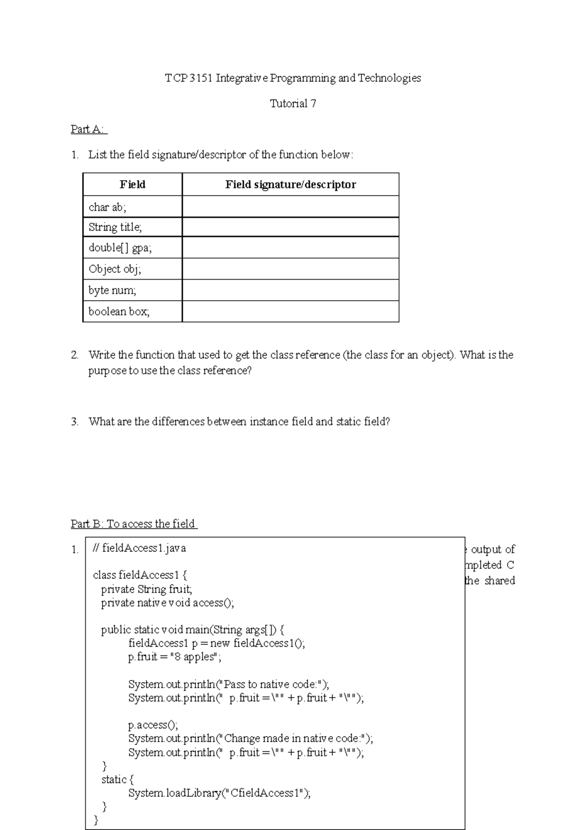 227496 Tut 07m - TCP 3151 Integrative Programming and Technologies Tutorial 7 Part A: 1. List ...