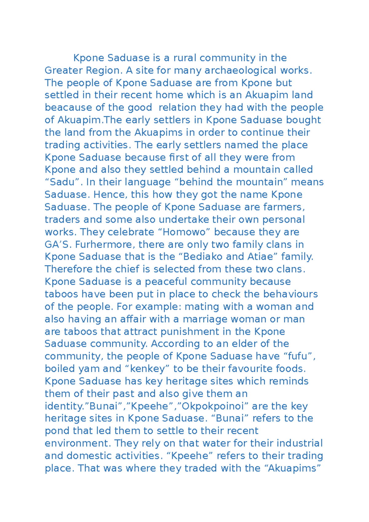 ARCH - Kpone Saduase is a rural community in the Greater Region. A site ...