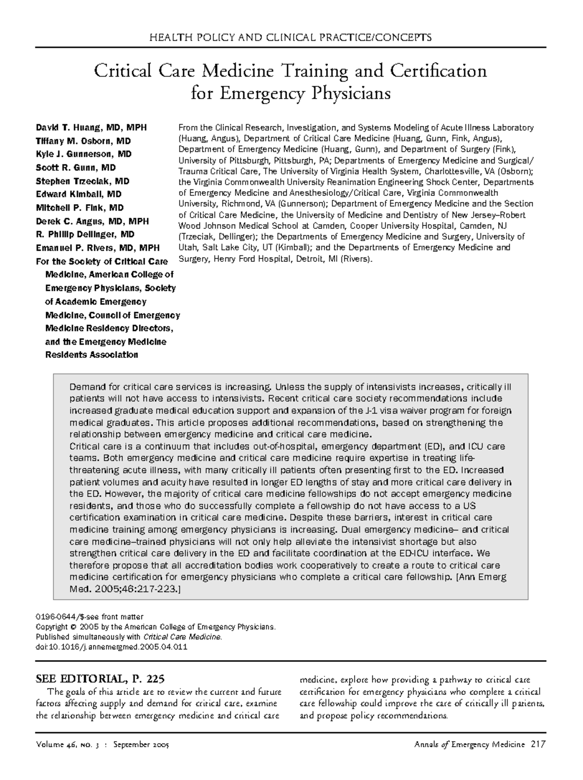 Critical Care Medicine Training and Cert - HEALTH POLICY AND CLINICAL ...