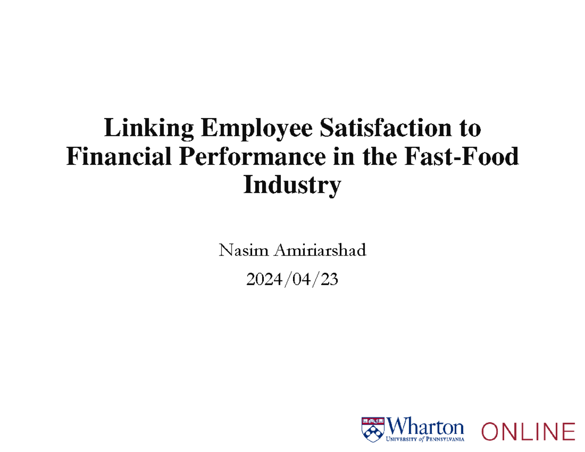 Application Exercise 4 - Linking Employee Satisfaction to Financial ...