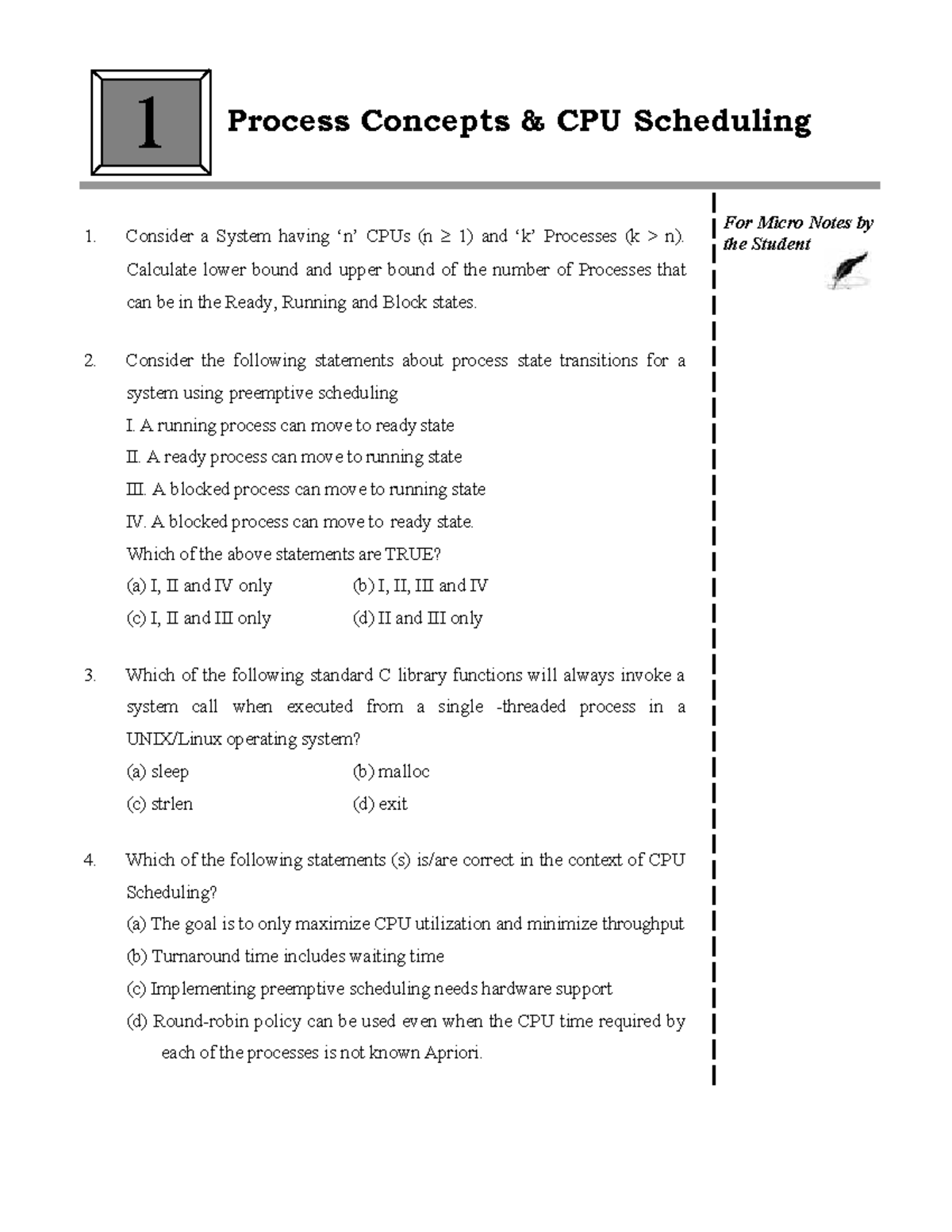 OS-Handout-2023 - os gate ques - For Micro Notes by Consider a System ...
