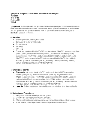 Pre Lab Plan #2 - Pre Lab 2 - Lab Technique 2: Spectrophotometer Use in Serial and Parallel ...
