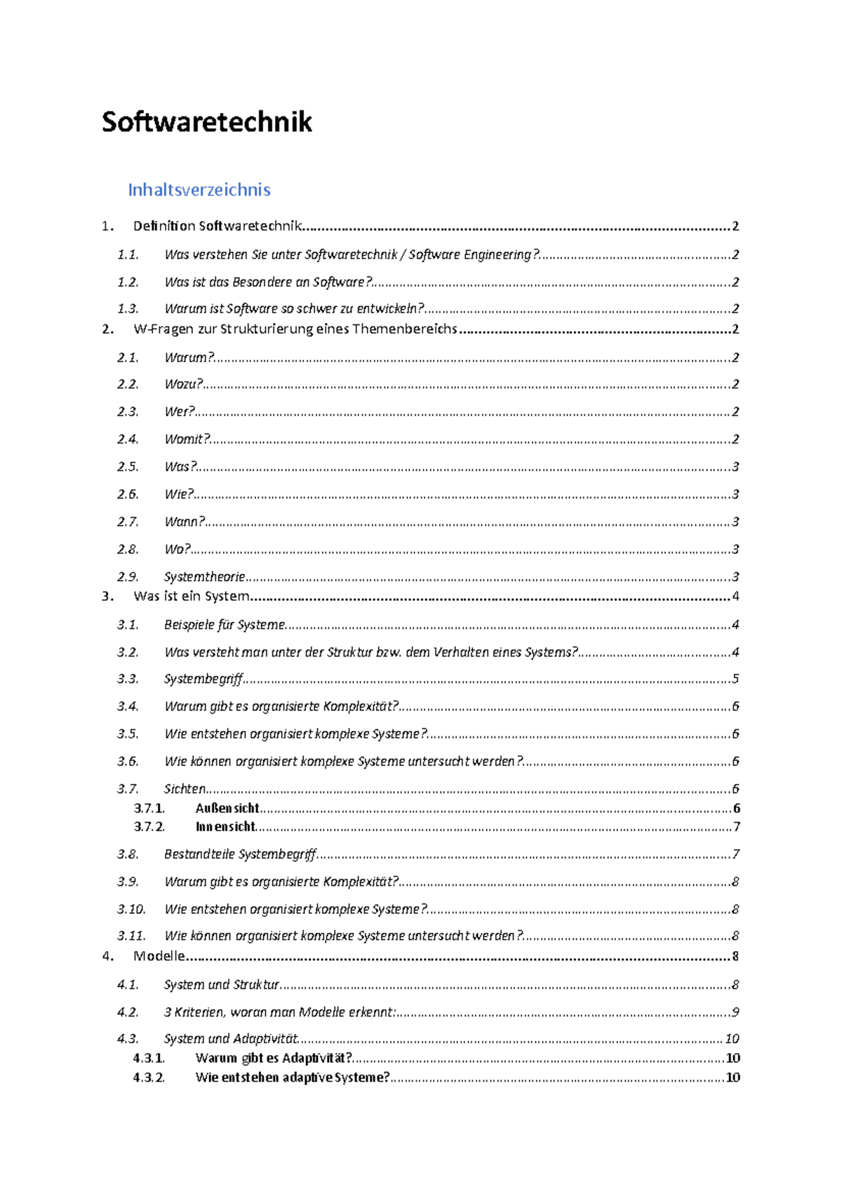 Softwaretechnik Klausur - Softwaretechnik Definition - Studocu