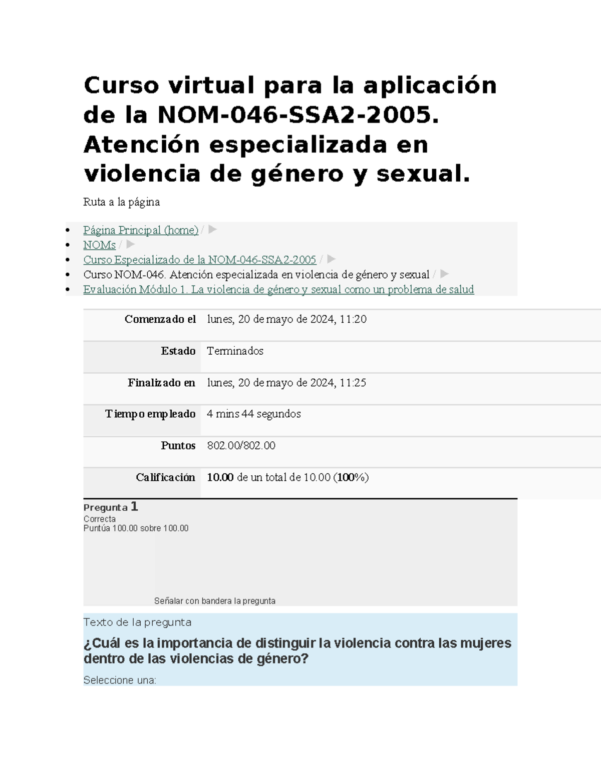 Curso virtual para la aplicación de la NOM-046-SSA2-2005. Atención especializada en violencia de ...