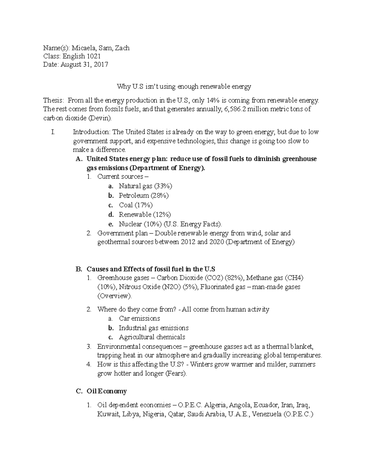 Problem-Solution Outline finished - Name(s): Micaela, Sam, Zach Class ...