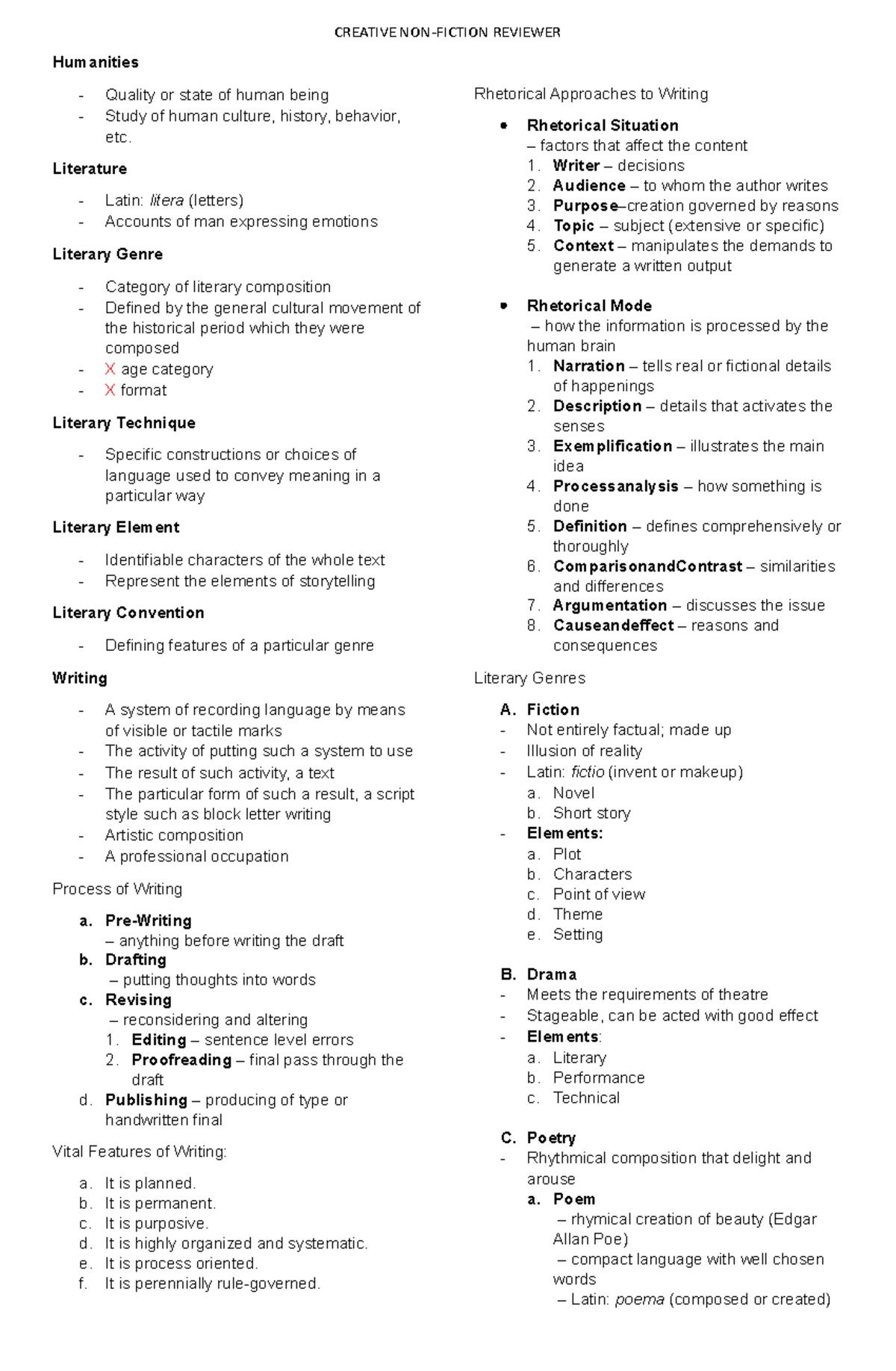 Creative Non-Fiction Reviewer - CREATIVE NON-FICTION REVIEWER ...