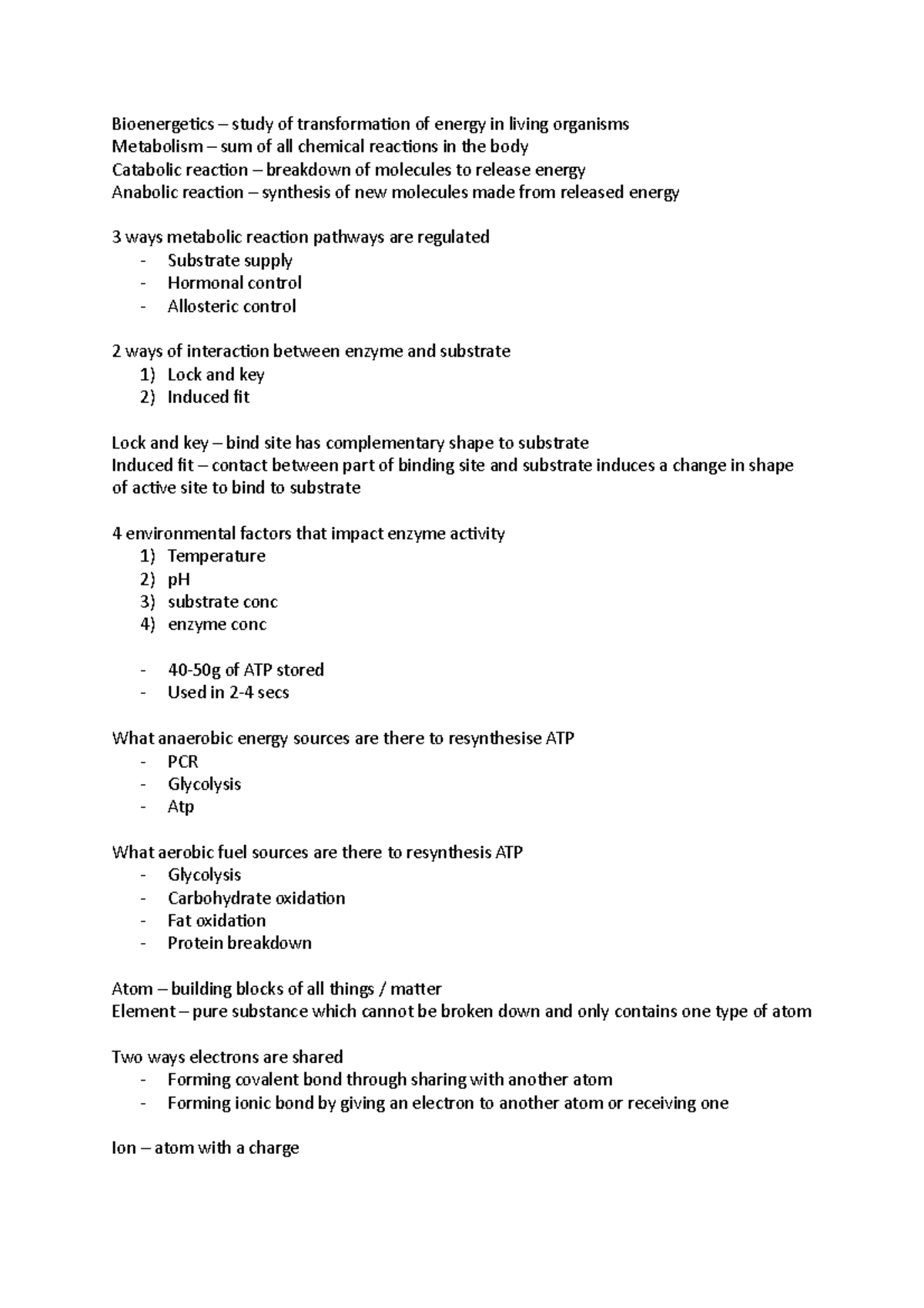 Bioenergetics revision - Bioenergetics – study of transformation of ...