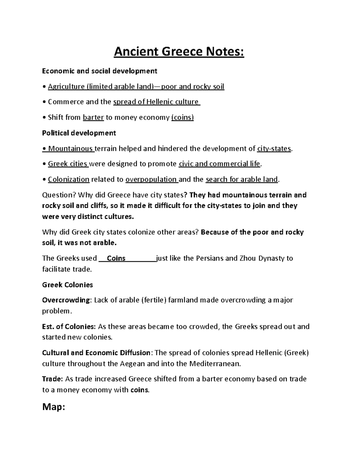 Module 3 Ancient Greece Notes - Ancient Greece Notes: Economic and ...