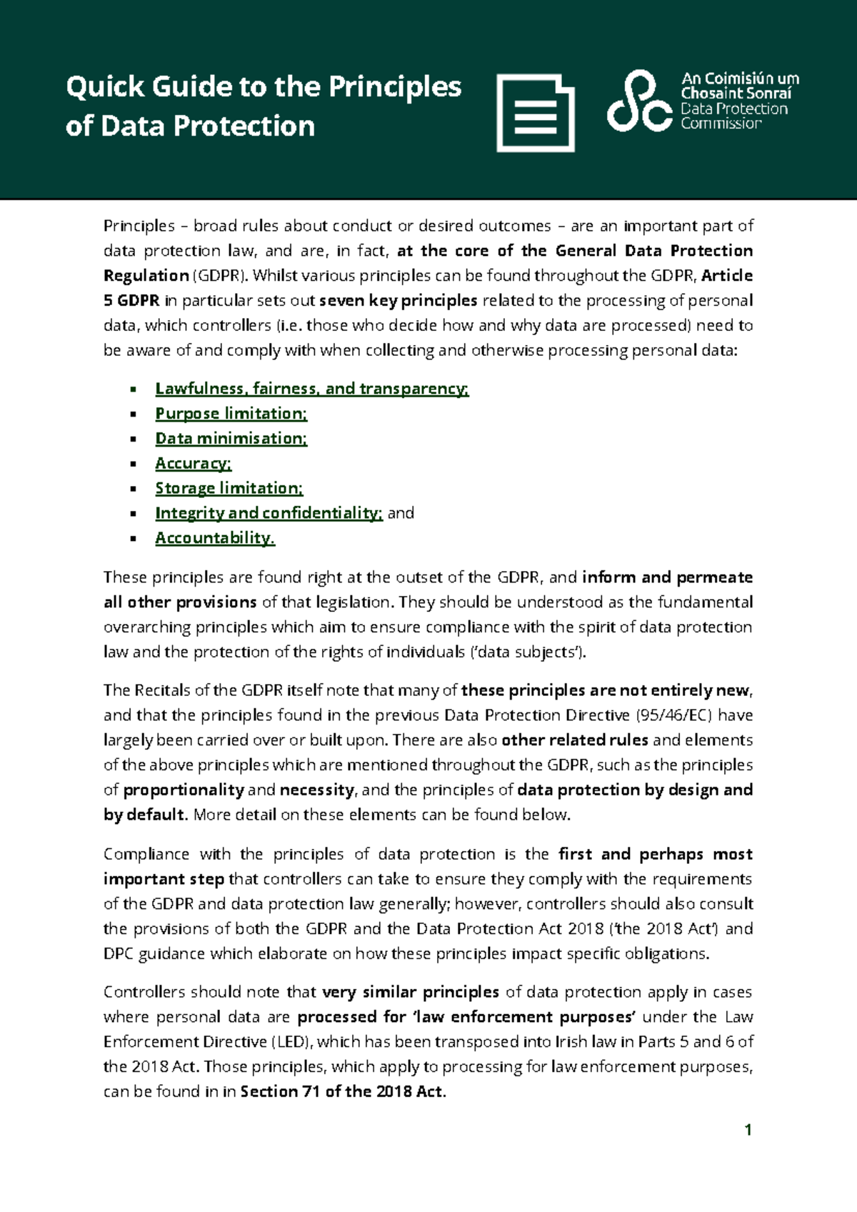 Guidance on the Principles of Data Protection Oct19 - Principles of ...