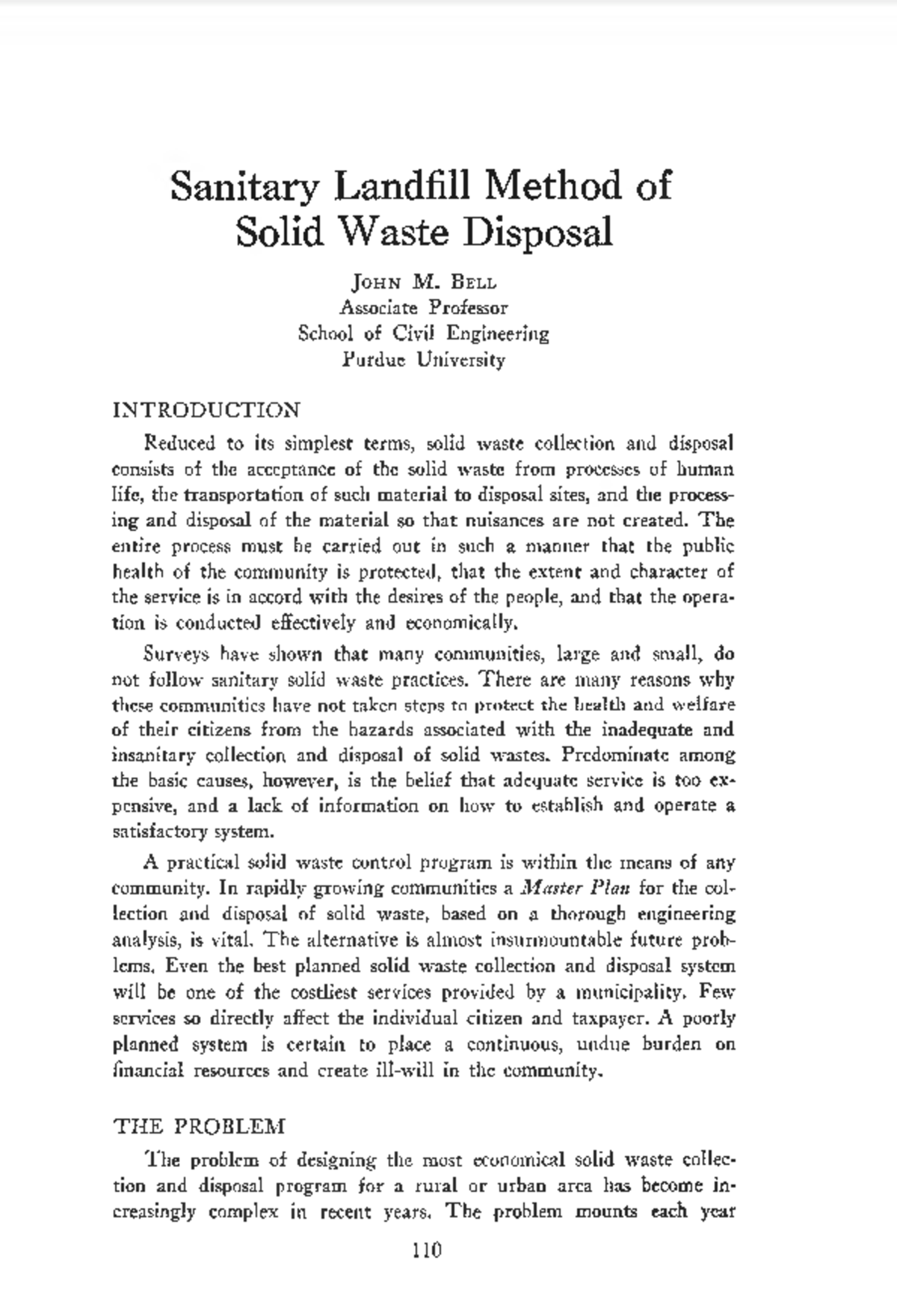 Sanitary Landfill Method of Solid Waste Disposal - Be l l Associate ...