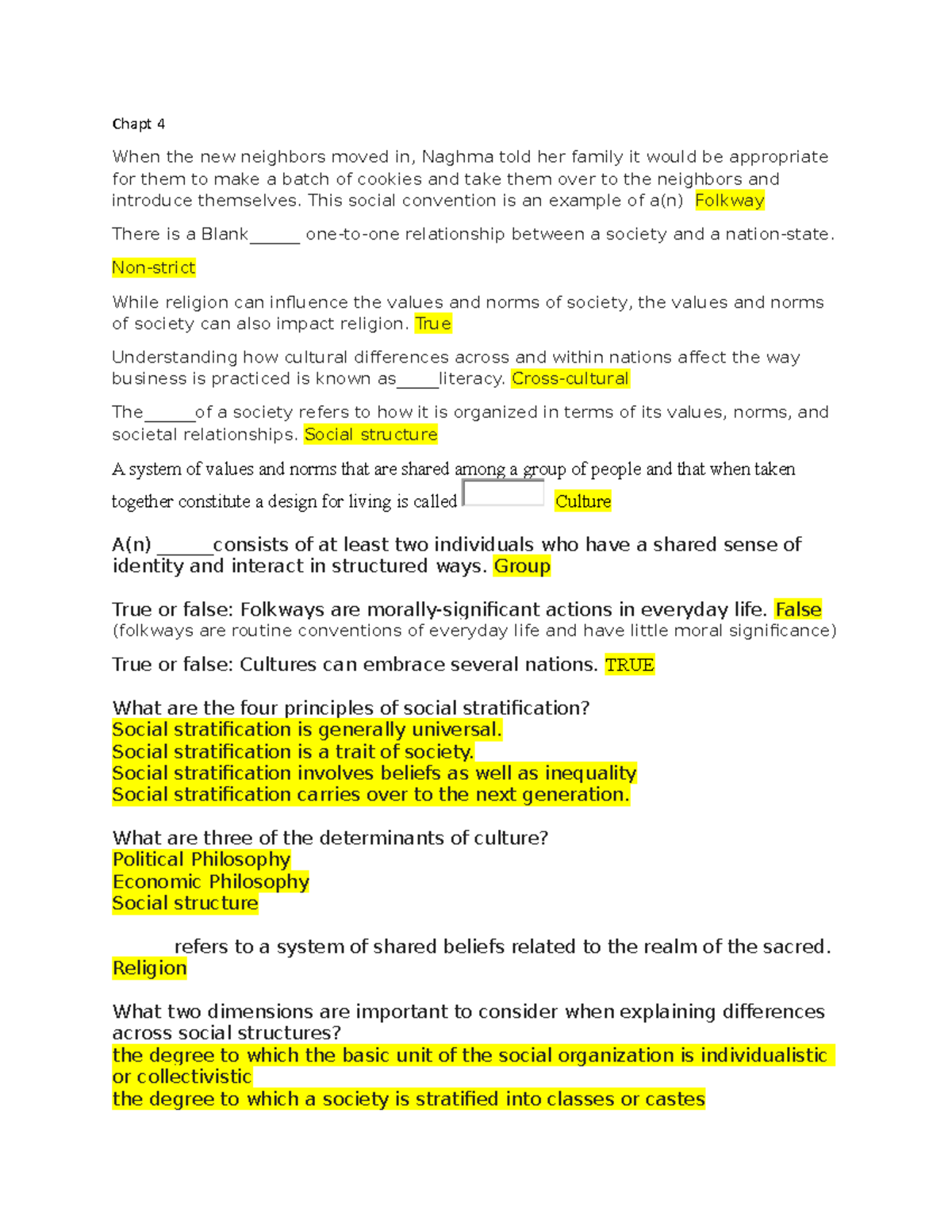 Chapt 4 SB questions - PRACTICE MATERIAL - Chapt 4 When the new ...