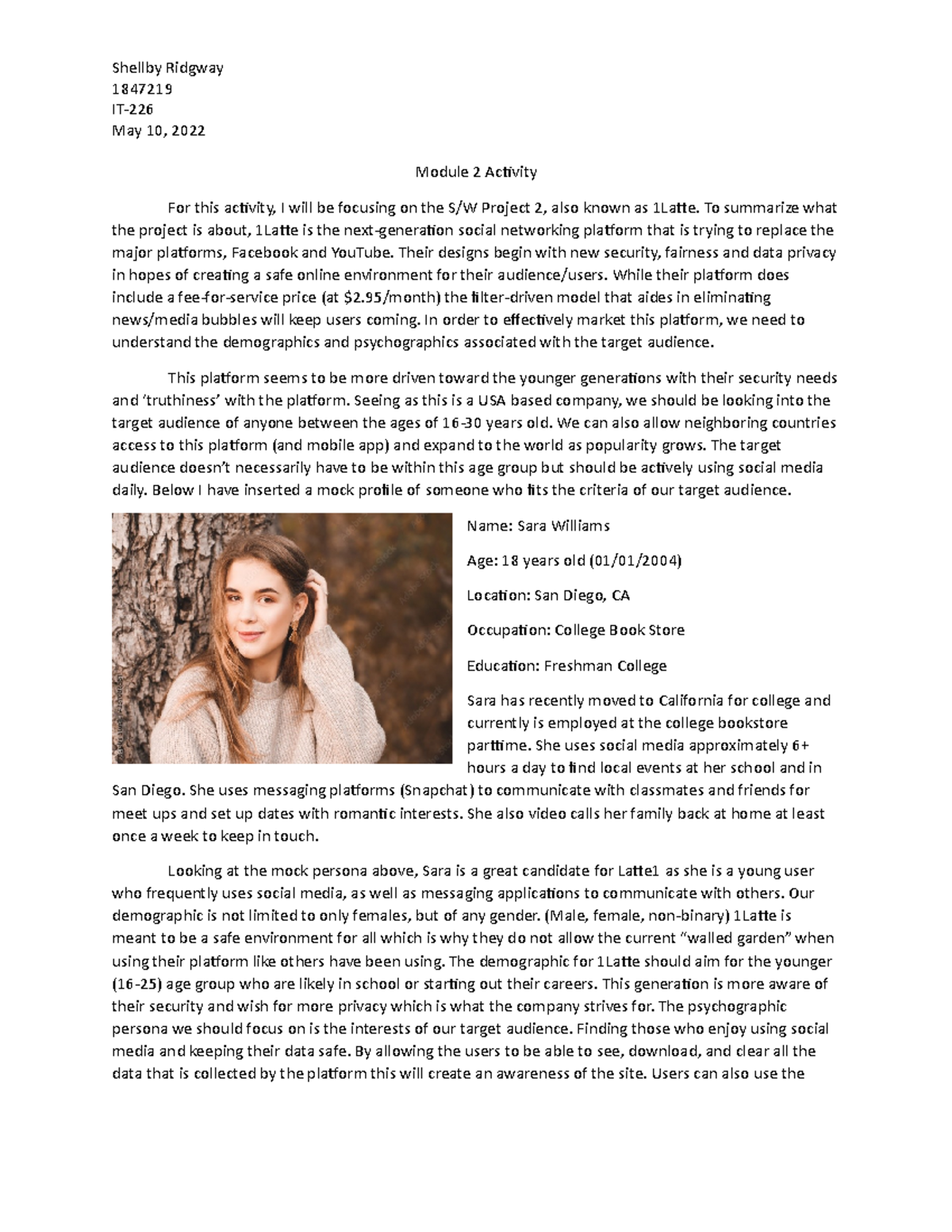 Module 2 Activity - IT226 - Shellby Ridgway 1847219 IT- May 10, 2022 ...