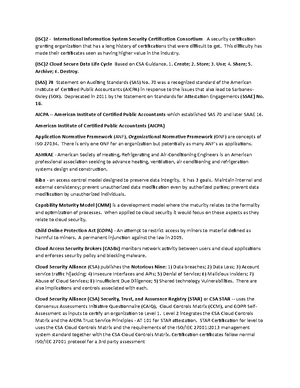 Comp TIA Security Study Notes - Overview of Security ï Welcome o ...