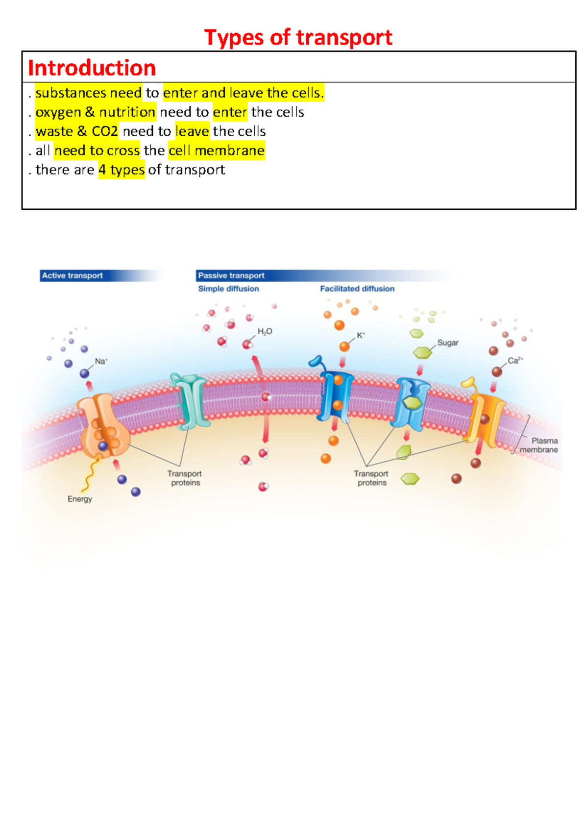 2 Transport across cell membrane - Types of transport Introduction ...