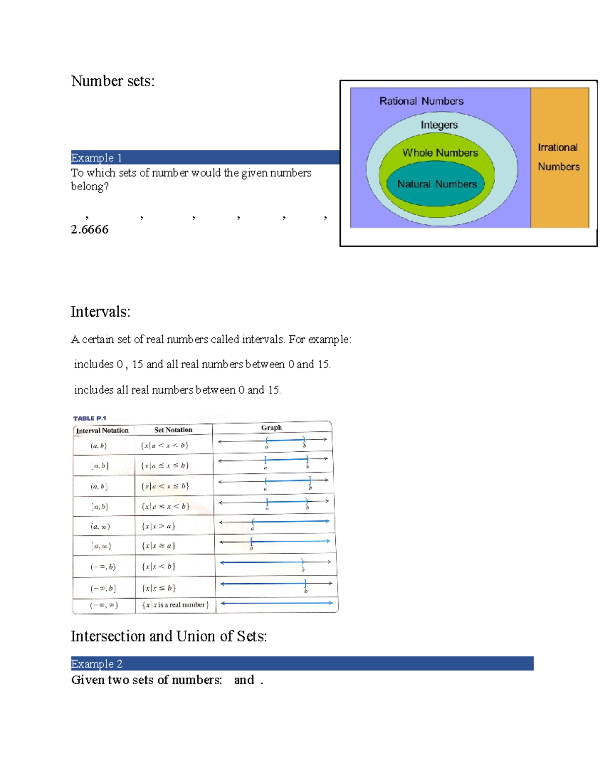 Review - STAT 203 - Number sets: Example 1To which sets of number would ...
