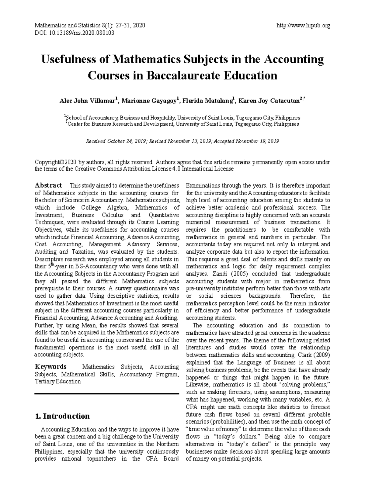 Usefulness of Mathematics Subjects in the Accounti - Mathematics and ...