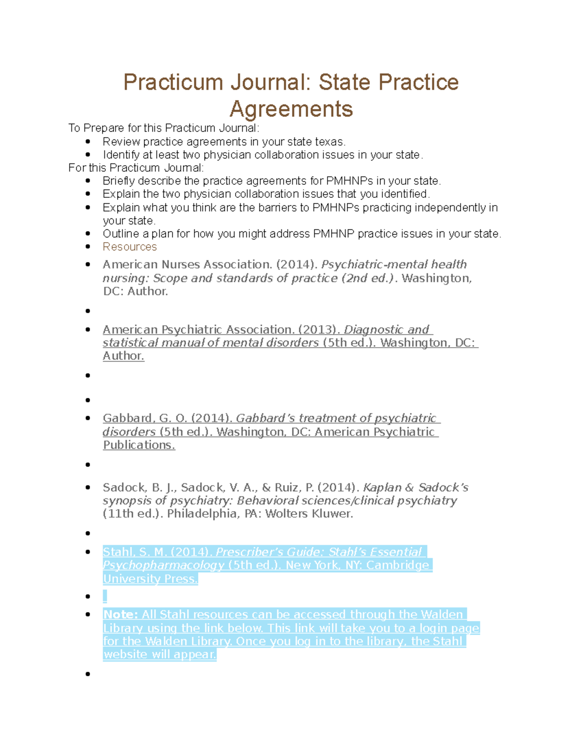 Practicum Journal: State Practice Agreements - Practicum Journal: State ...