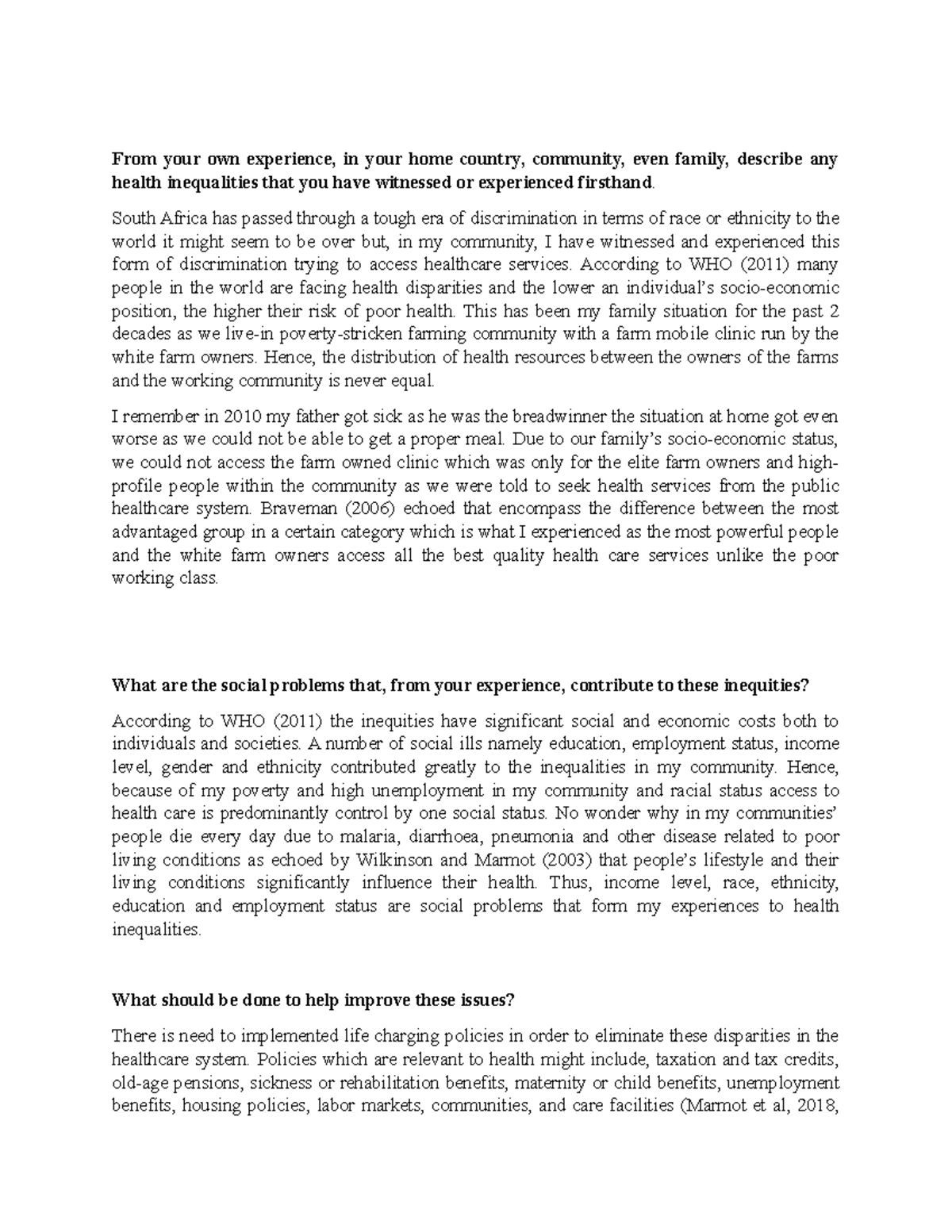 CPH 2711 UNIT 3 Learning Journal Unit 3 - From your own experience, in ...