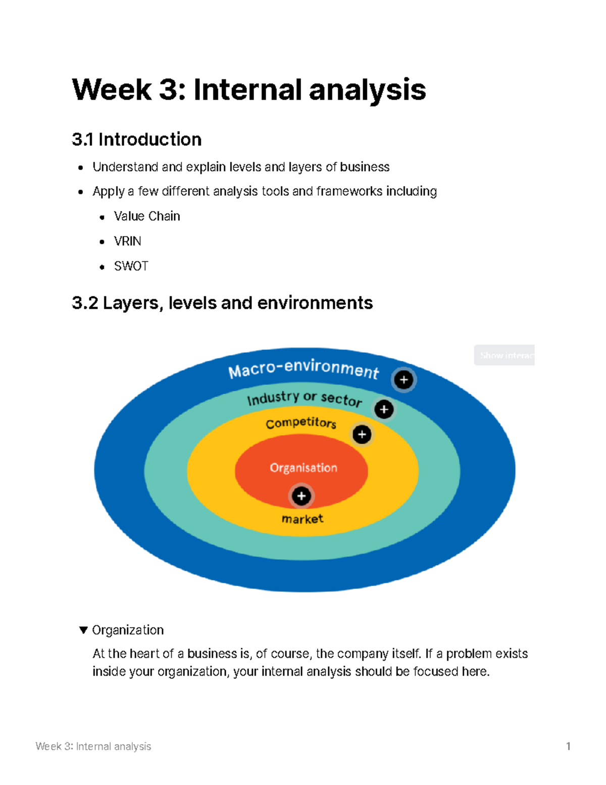Week 3 Internal analysis - Week 3: Internal analysis 3 Introduction ...