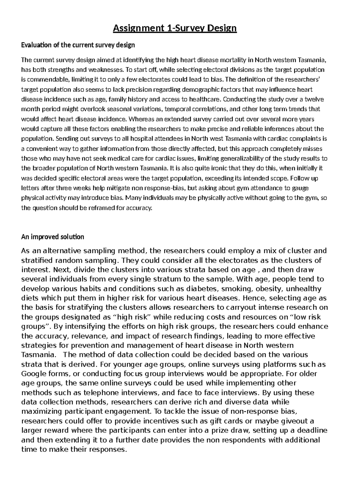 Data Science Assignment 1 Assignment 1 Survey Design Evaluation Of