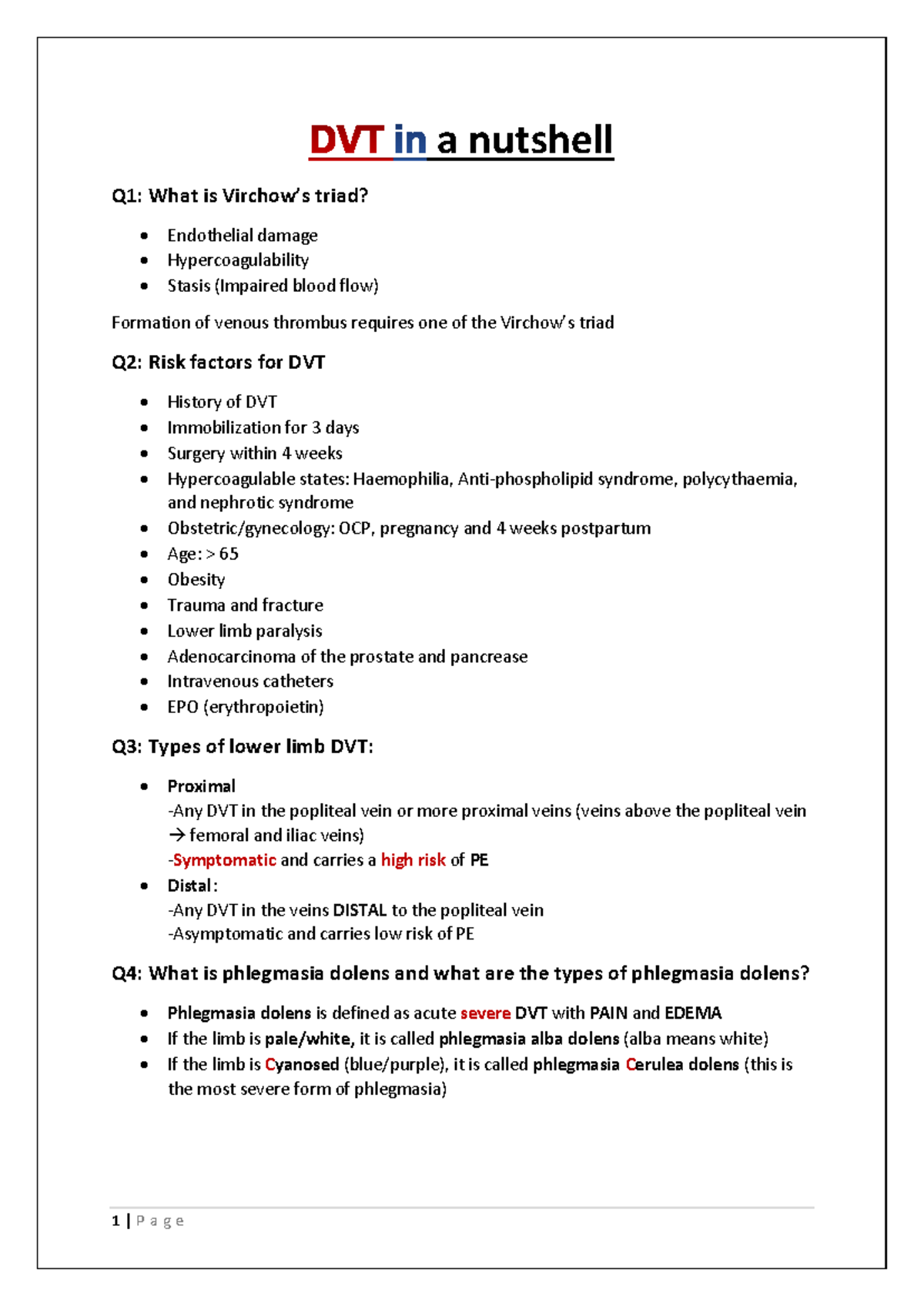 DVT in a nutshell - Pathophysiology of phlegmasia dolens: Severe DVT ...