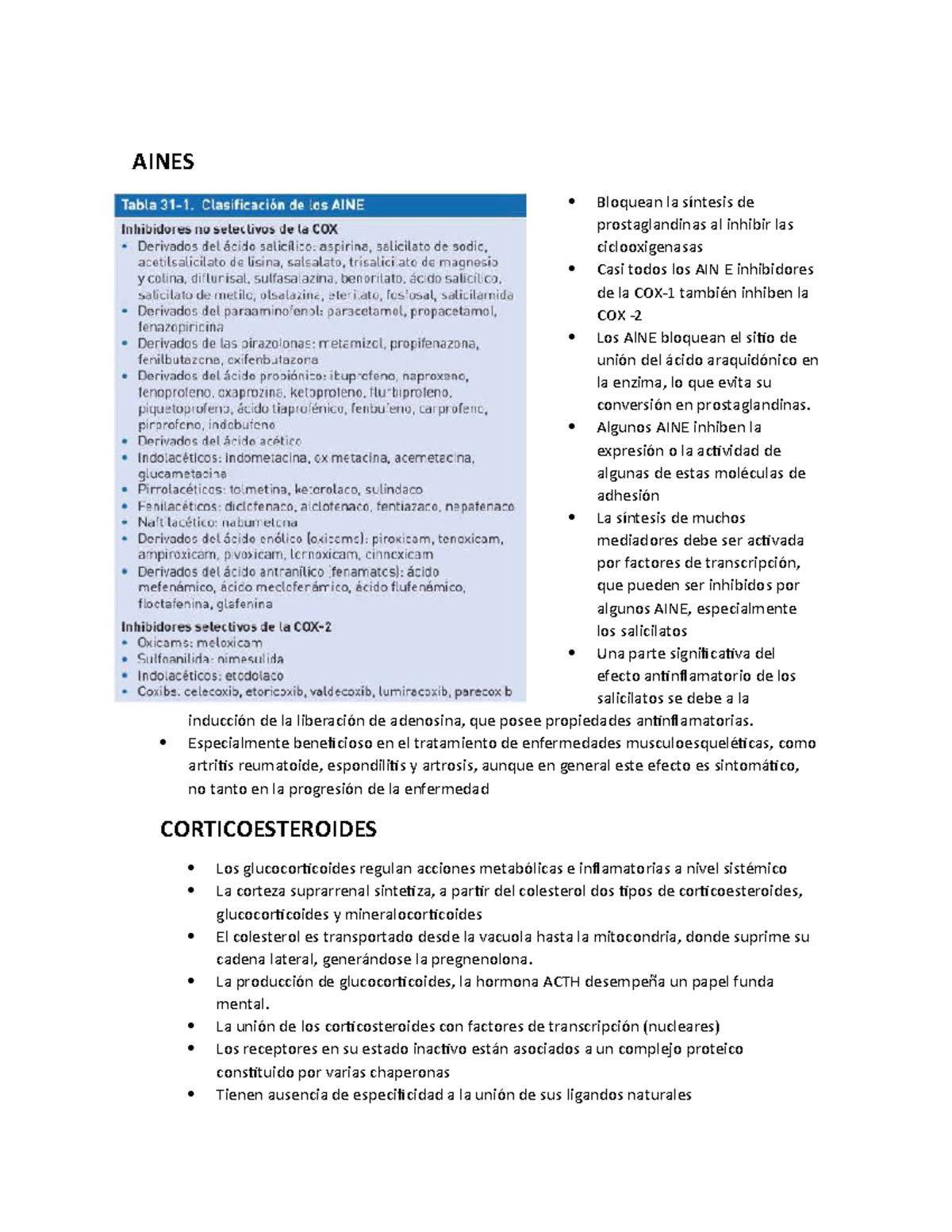 Generalidades de antiinflamatorios - AINES Bloquean la síntesis de ...