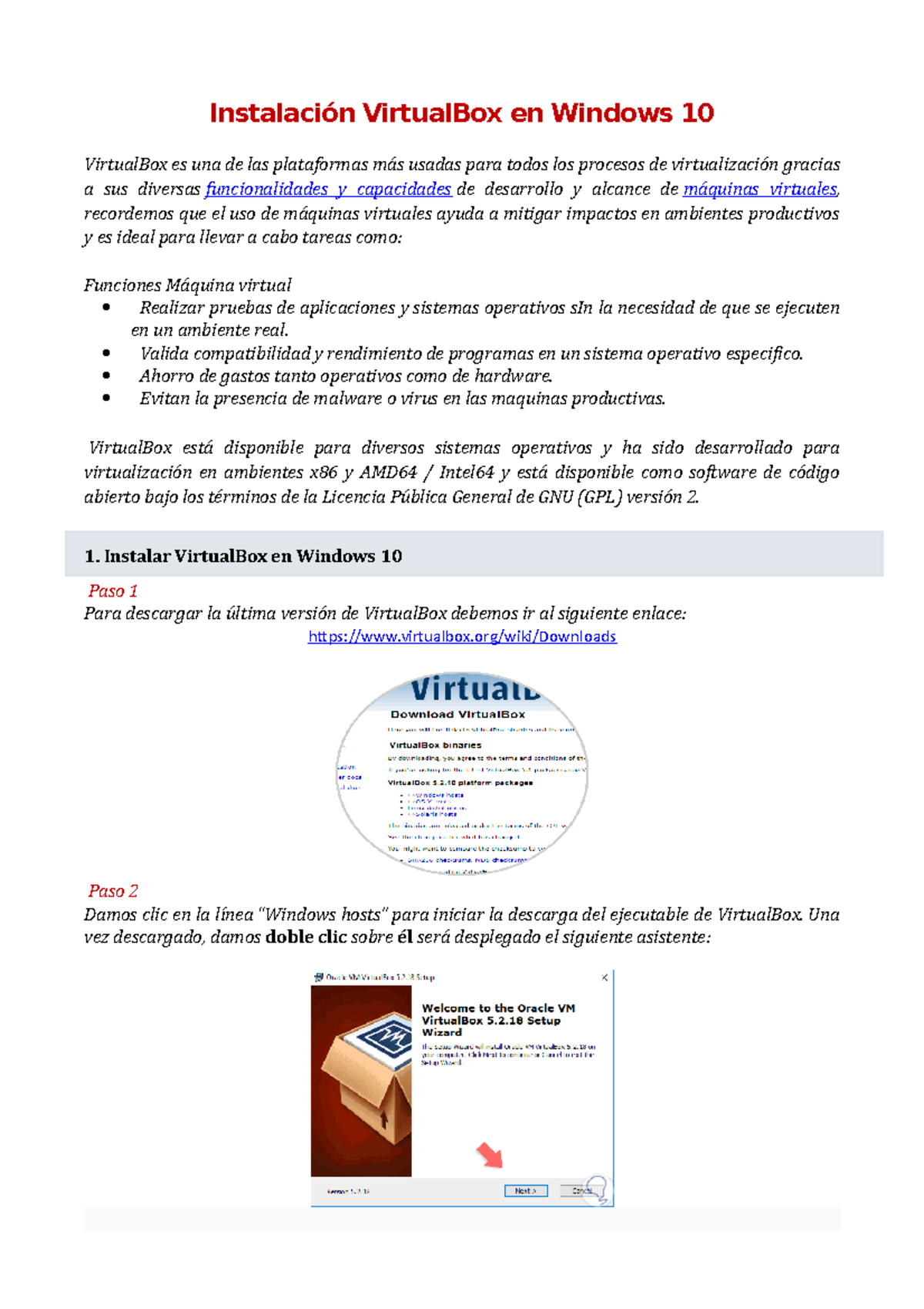 1.- Tutorial Instalación Virtual Box en Windows 10 - Instalación ...