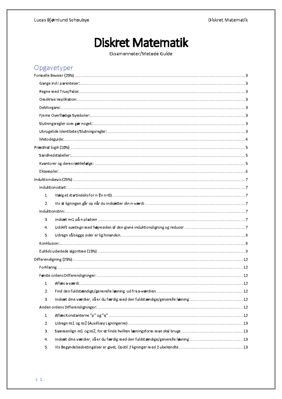 Diskret Matematik metodeguide 1 - Diskret Matematik Eksamennoter/Metode ...