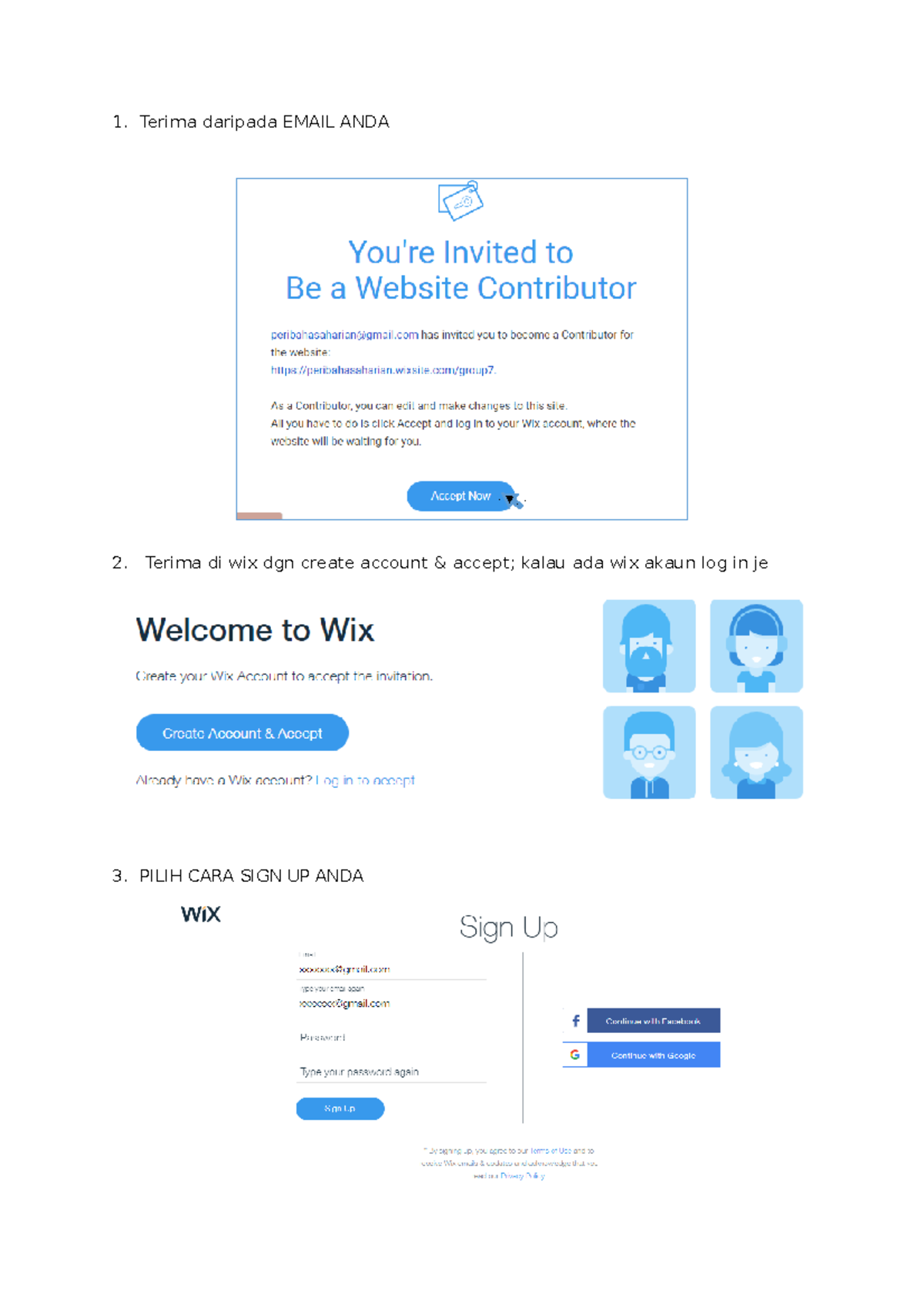 WIX - Lecture notes - Terima daripada EMAIL ANDA Terima di wix dgn ...