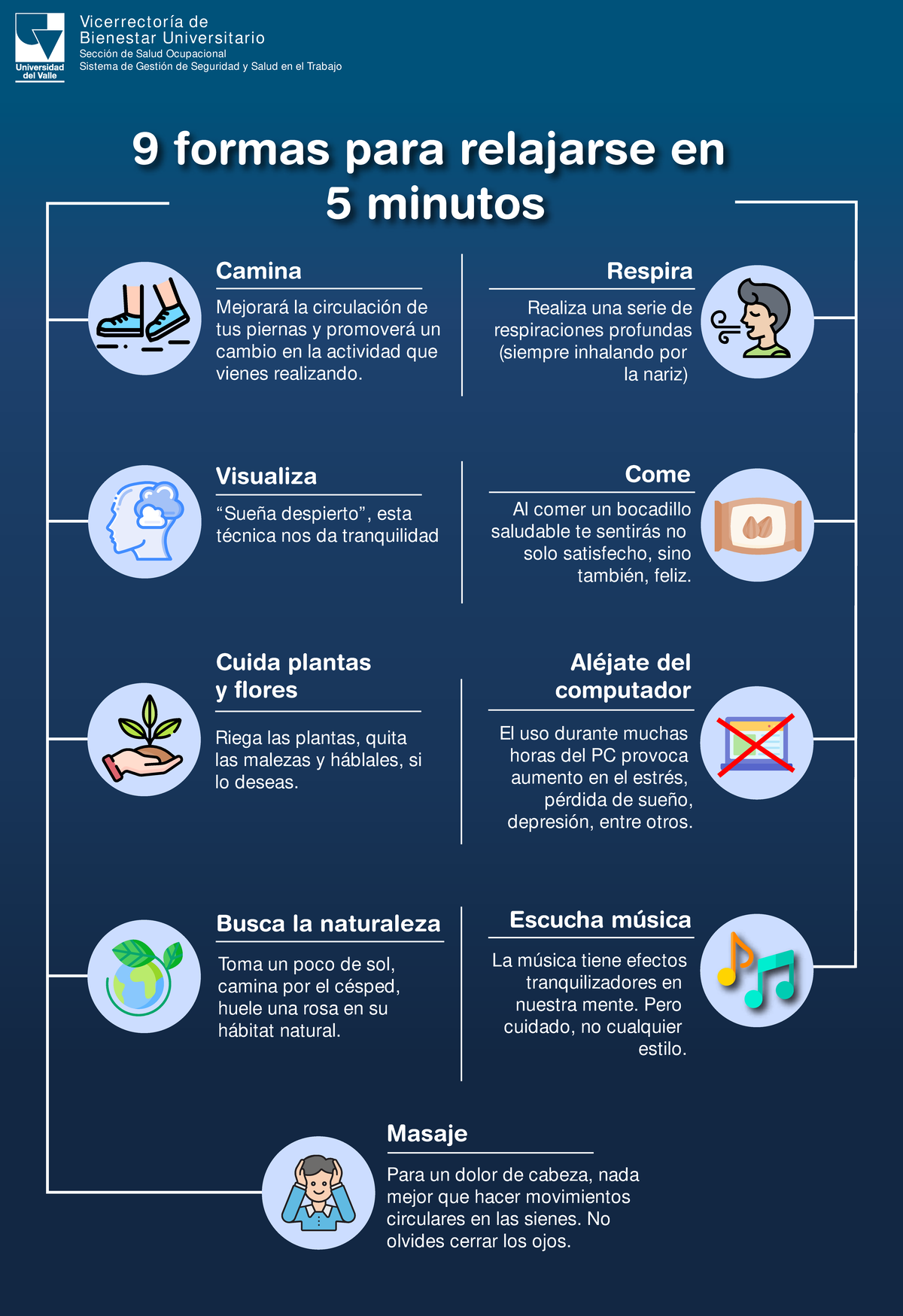 9 formas para relajarse - Camina Respira Realiza una serie de ...