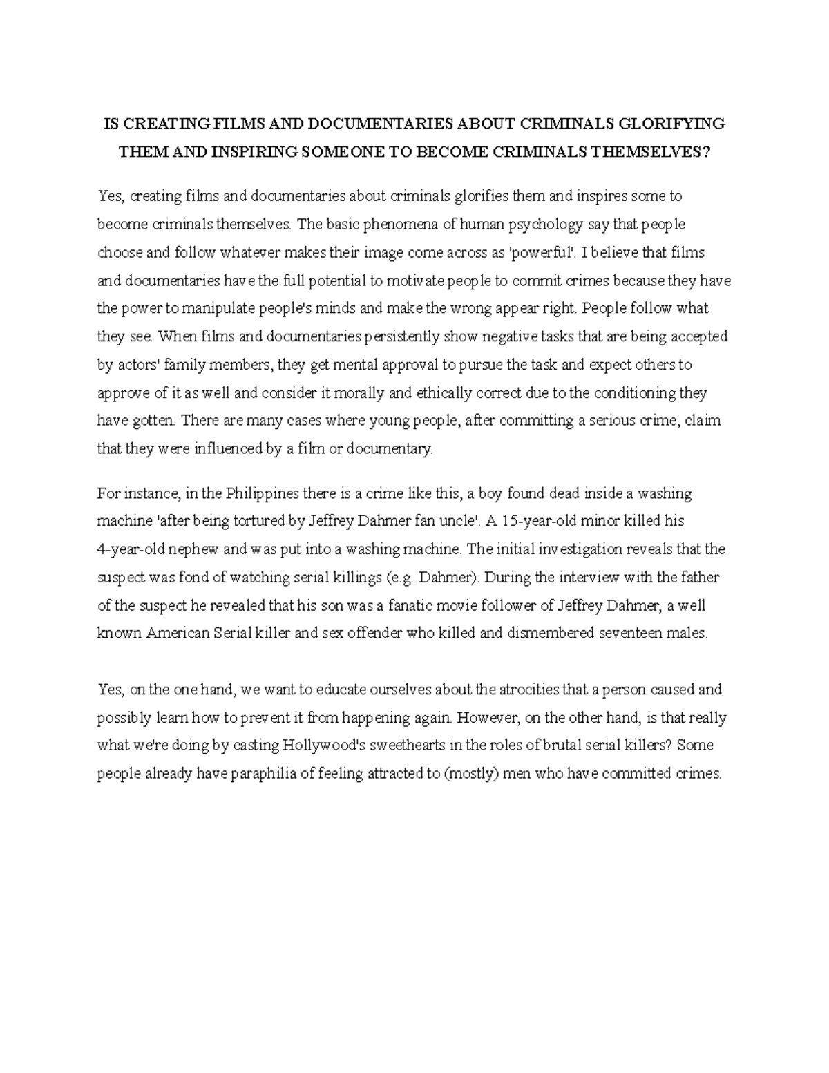 Persuasive speech - jfnagjgtio - IS CREATING FILMS AND DOCUMENTARIES ...