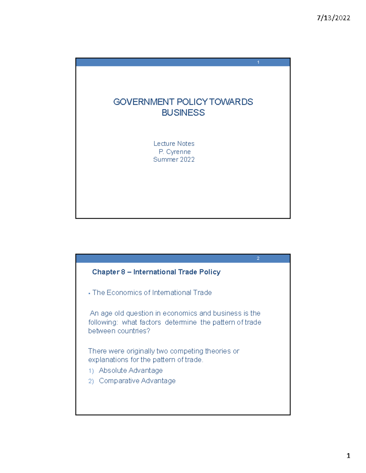 Notes - Government Policy - Chapter 8 - 2022 revised - GOVERNMENT ...