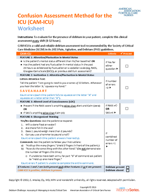 Confusion Assessment Method delirium - From The Hartford Institute for ...