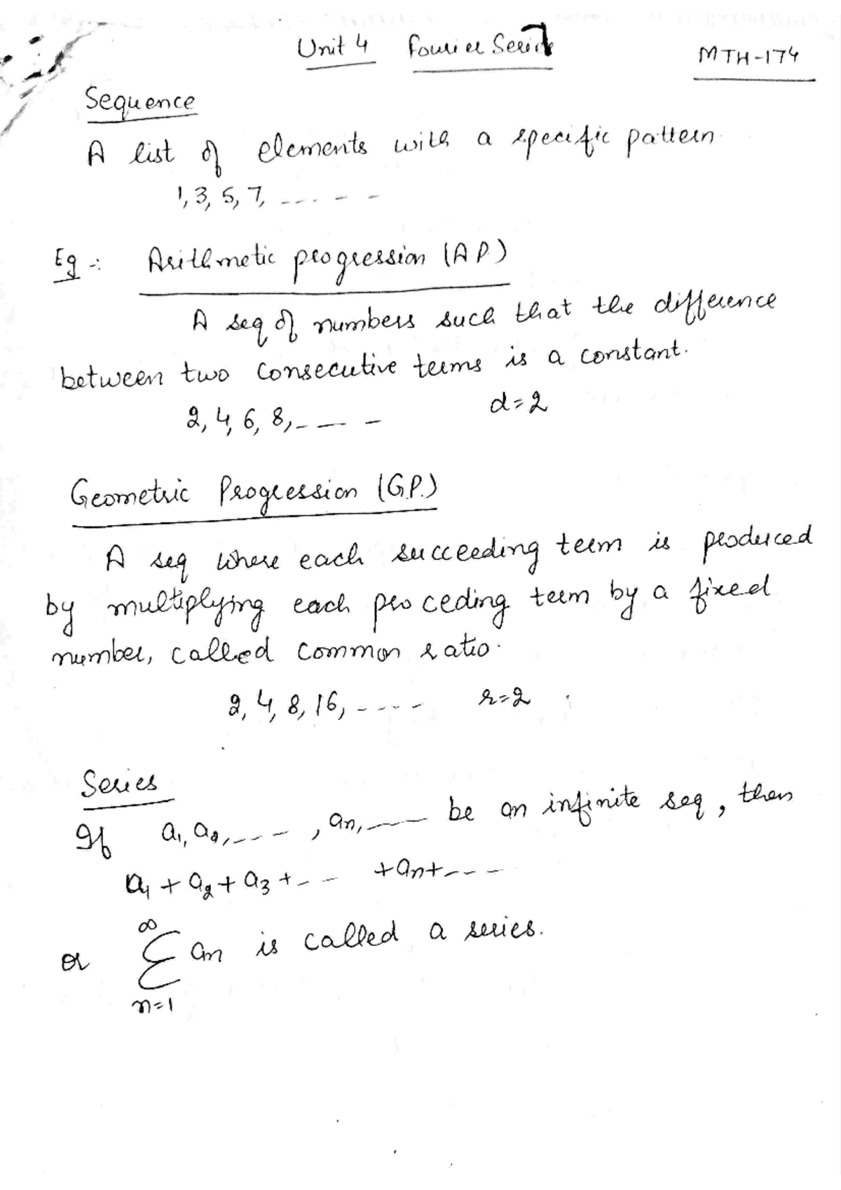 Unit-4 MTH 174 - prtc - Unit 4 Fourier Series Sequence A list of ...
