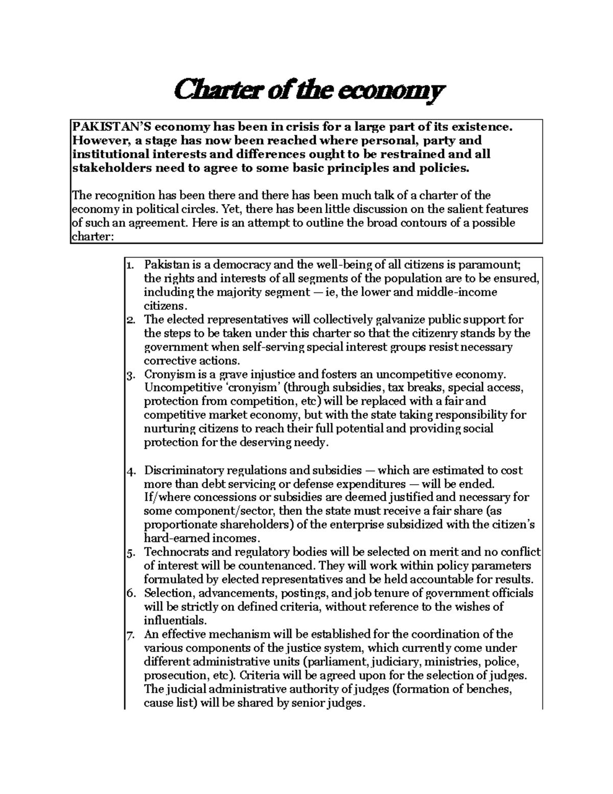 Charter of the economy - Best notes for CSS and PMS and other ...