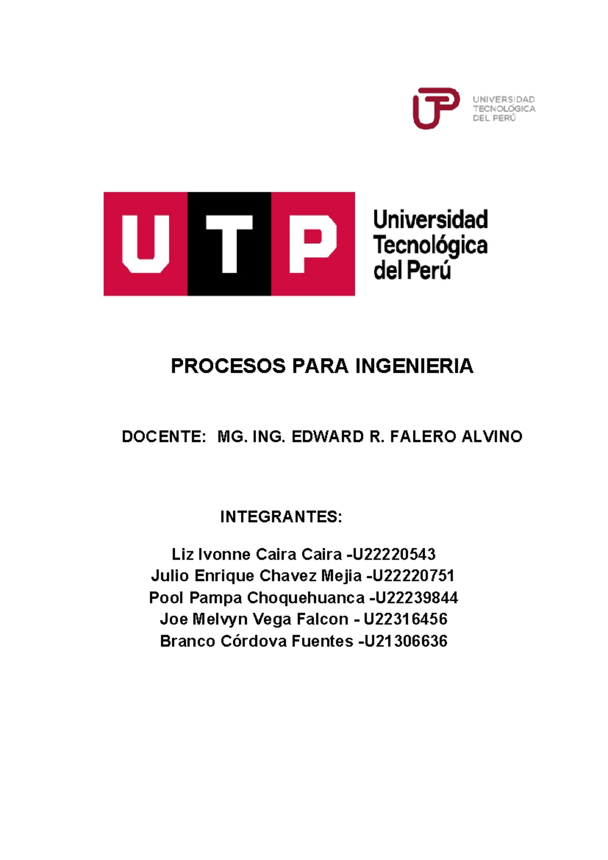 Semana 5 Avance procesos de ing - PROCESOS PARA INGENIERIA DOCENTE: MG ...