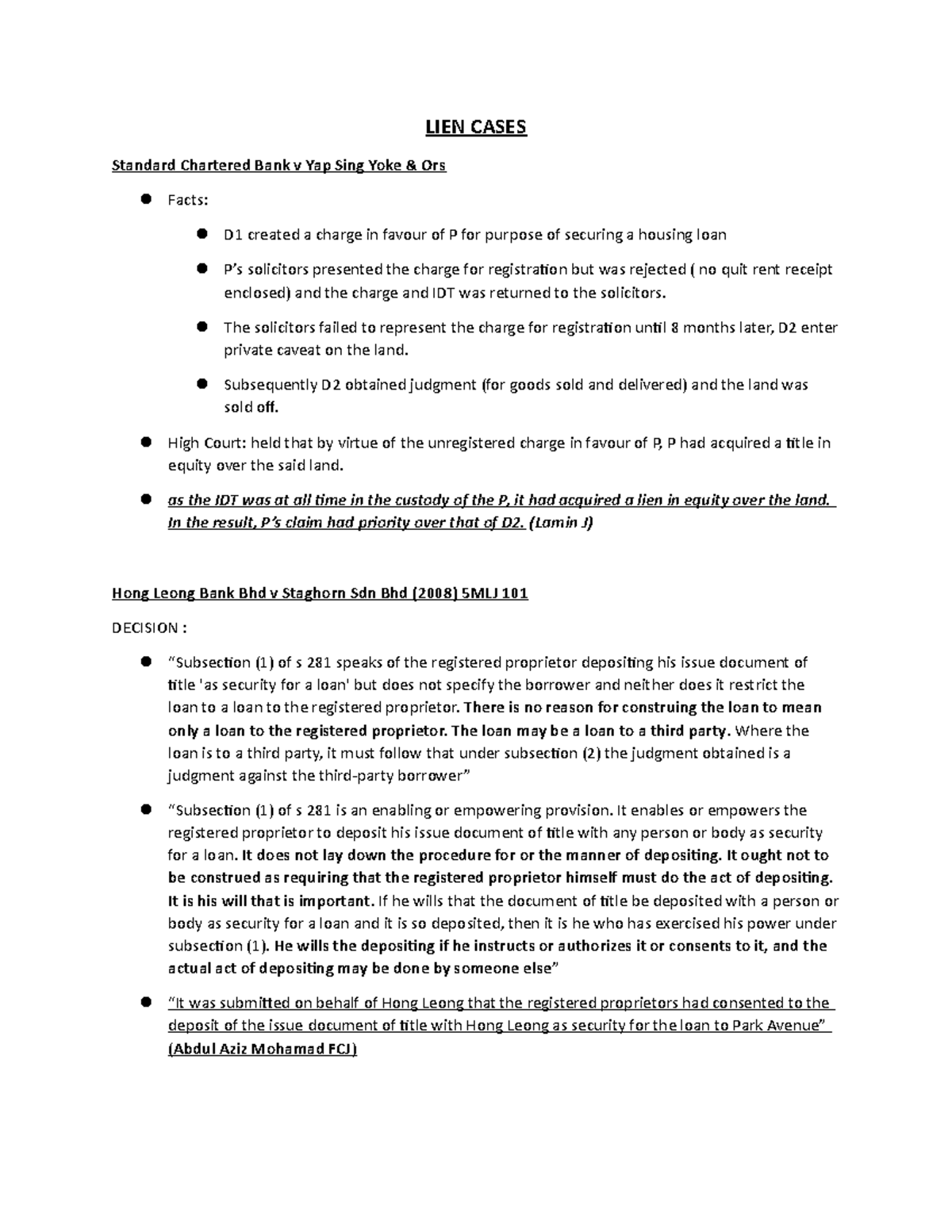 LIEN sub topic Cases Compilation for easy access - LIEN CASES Standard ...